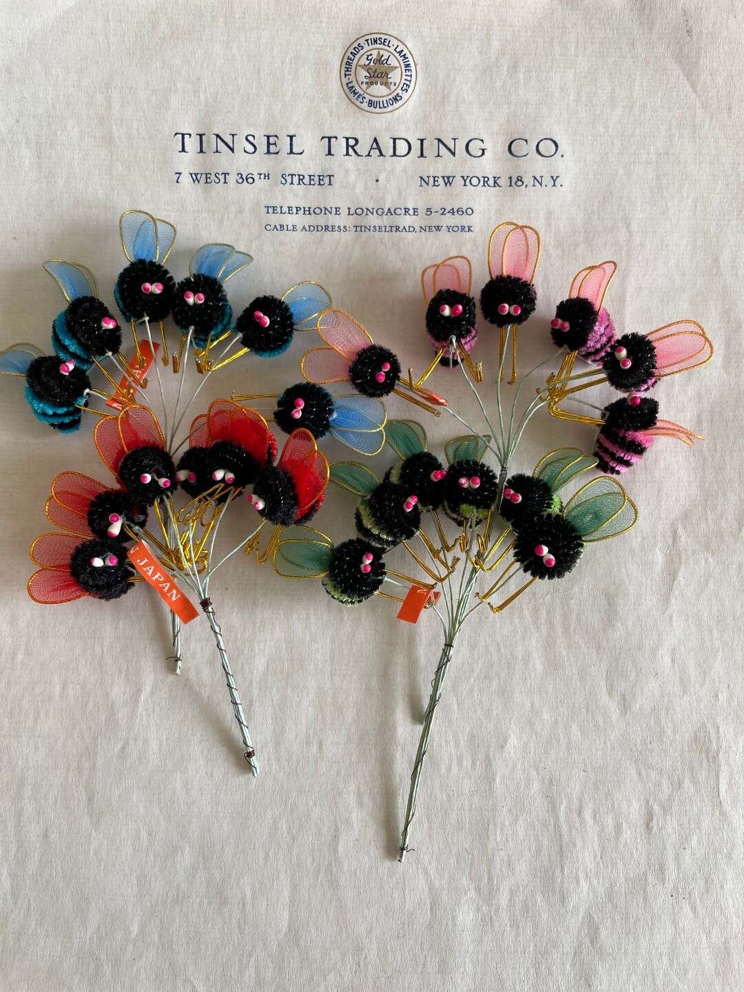 6 Amazing Vintage Chenille Bees Made in Japan UNUSED With Original ...