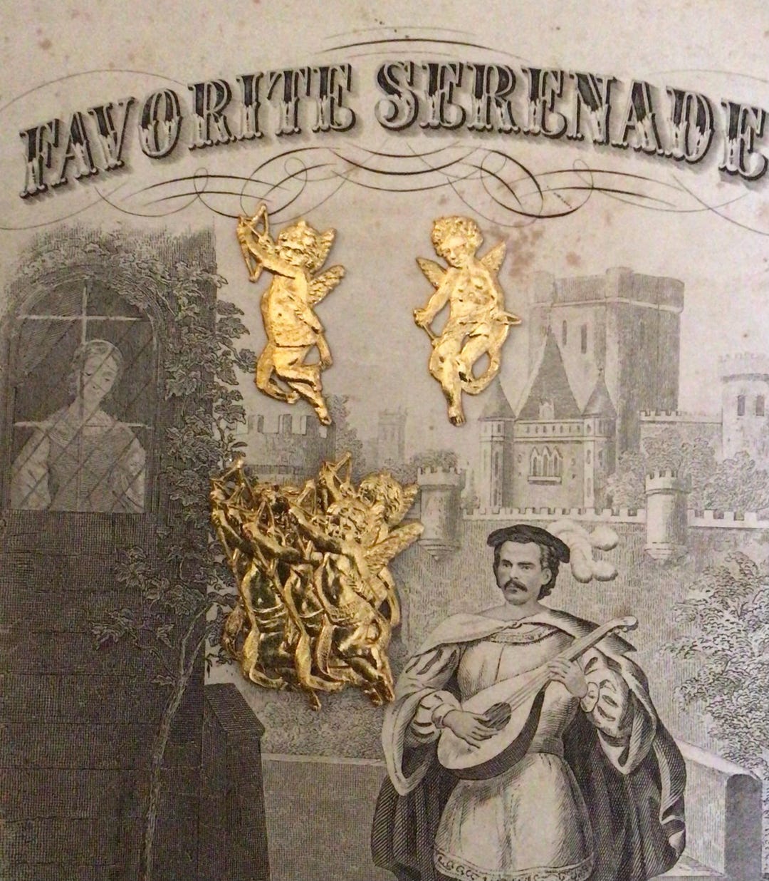 10 Pcs Vintage/antique Gold Cupid Dresden Diecut Victorian Scrap ...