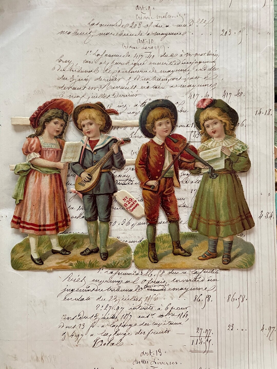 RARE!! 1890’s Children W/instruments & Singing Antique Vintage German ...