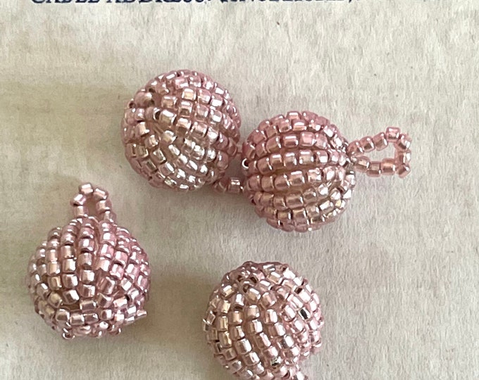 4 Vintage Pink Glass Bugle Bead Ball Bobbles Drops Buttons - Etsy