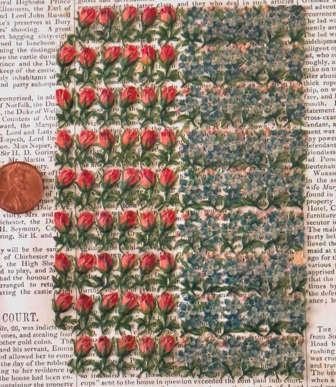 1900’s Antique Vintage Tiny Forget Me Nots Rosebuds German Diecut ...