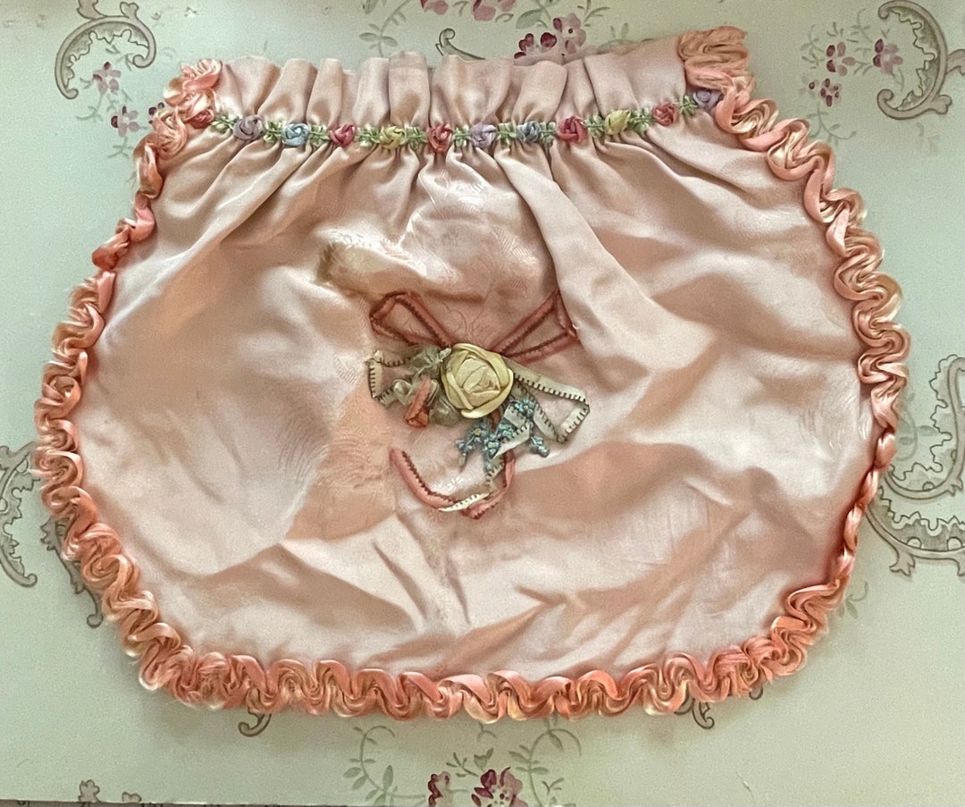 Fabulous Vintage Antique French Silk Peach Bag W/rosebuds Ribbonwork - Etsy