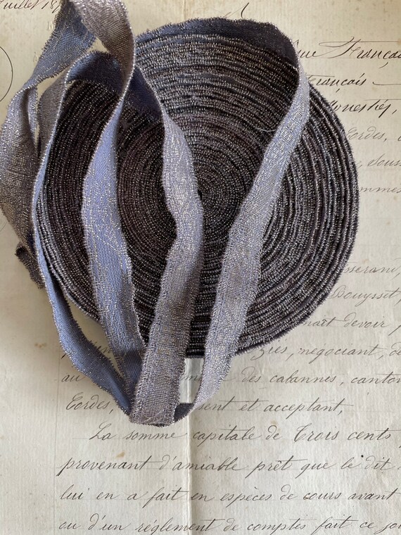 1 Yard Antique/vintage French Metallic Silver/periwinkle - Etsy