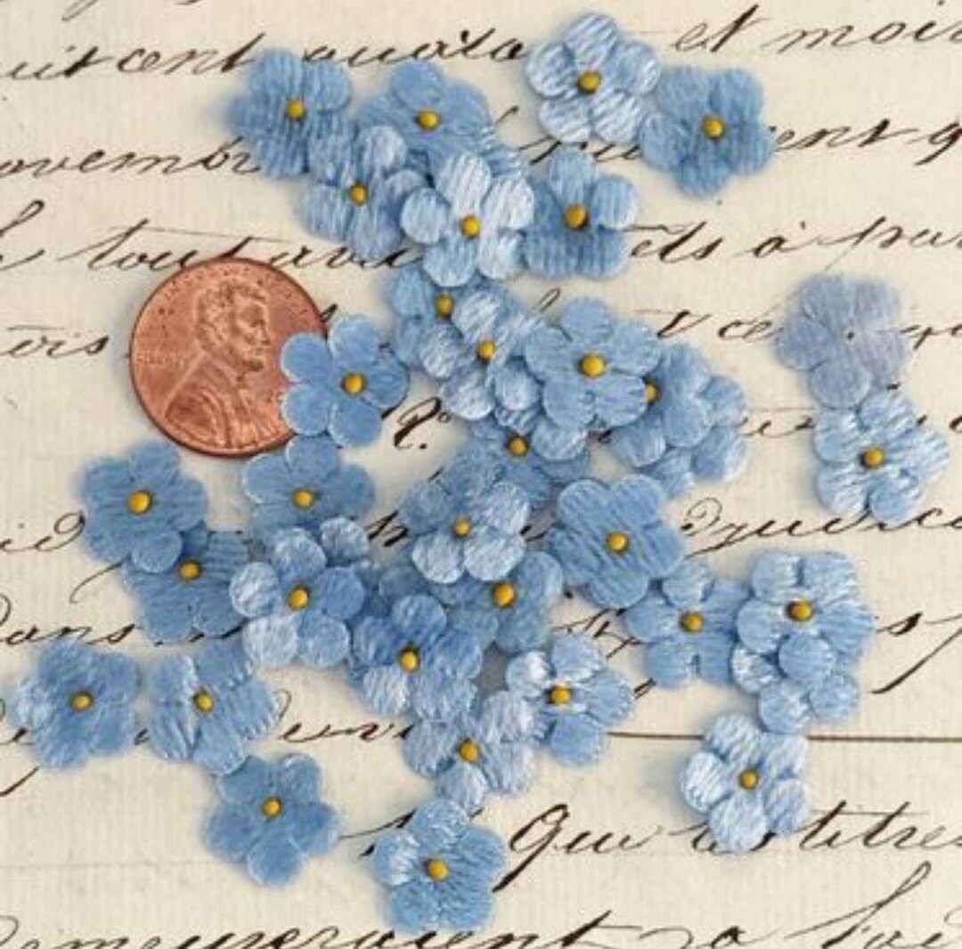 20 Pcs Wonderful Vintage /antique Blue Brushed Velvet Forget Me Not ...