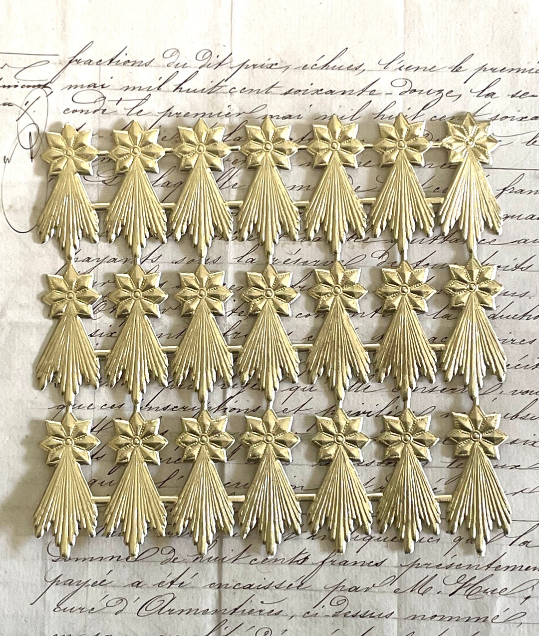 21 Gold Dresden Paper Foil Shootin Star Comets Diecut Victorian Scrap ...