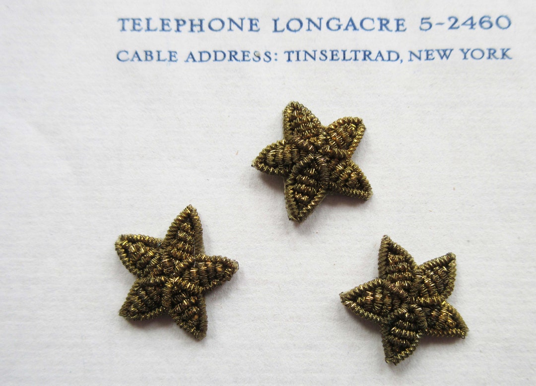 3 Vintage Gold Metallic Bullion Stars Applique 3/4" - Etsy