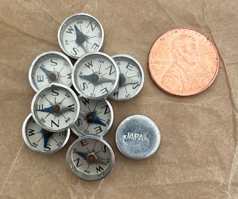12 Wonderful Vintage Tiny Compass Made in Japan UNUSED | Etsy