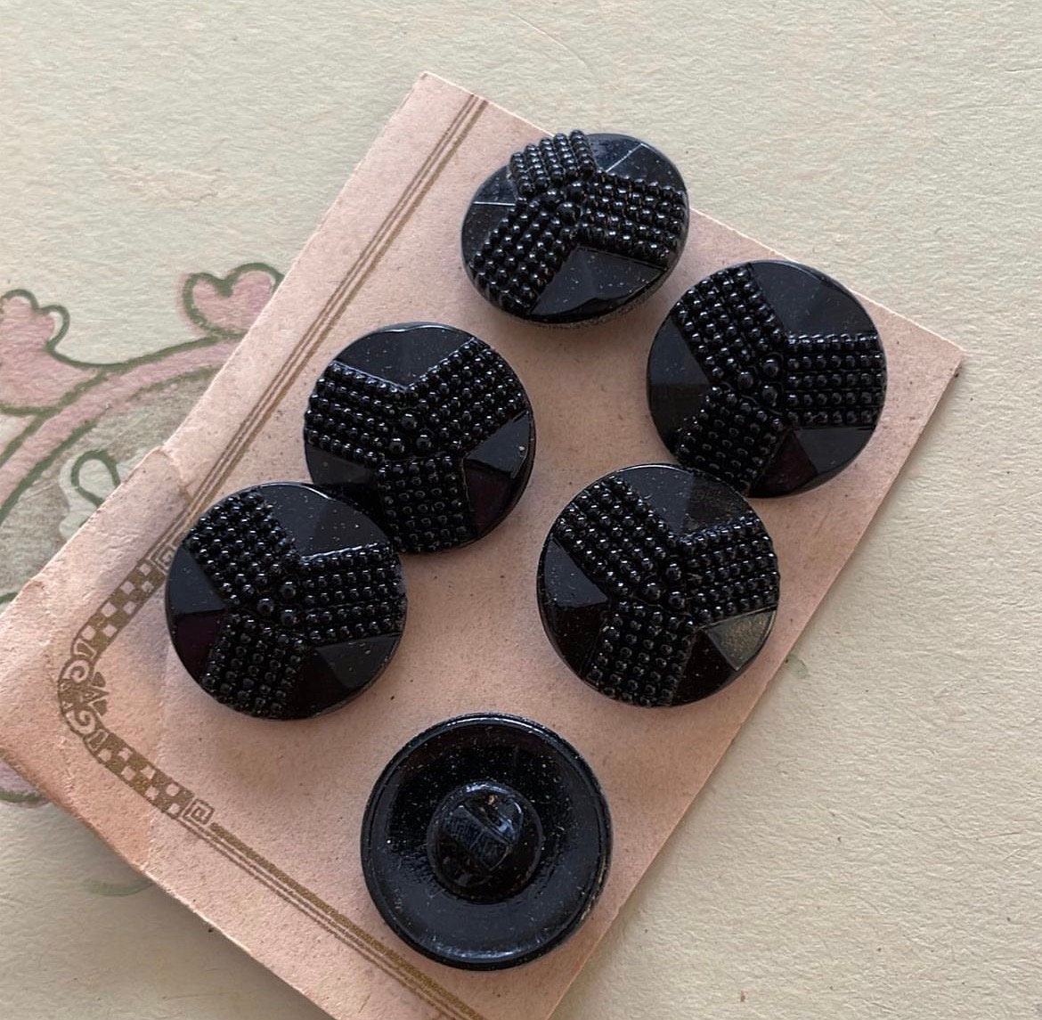 6 Pcs Vintage Antique Black Glass Dot Buttons - Etsy