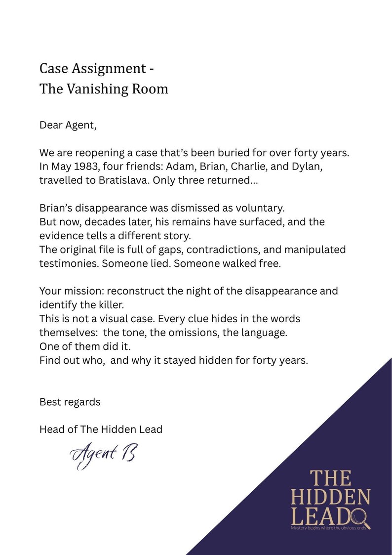 The Vanishing Room – Cold Case Murder Mystery Game, Printable Detective ...