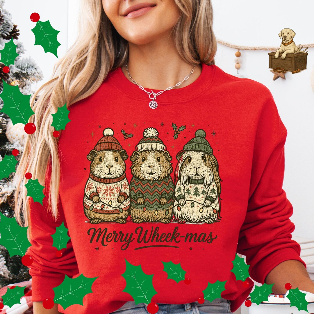 Merry Wheek-mas Guinea Pigs PNG | Cute Christmas Sweater Clipart for ...