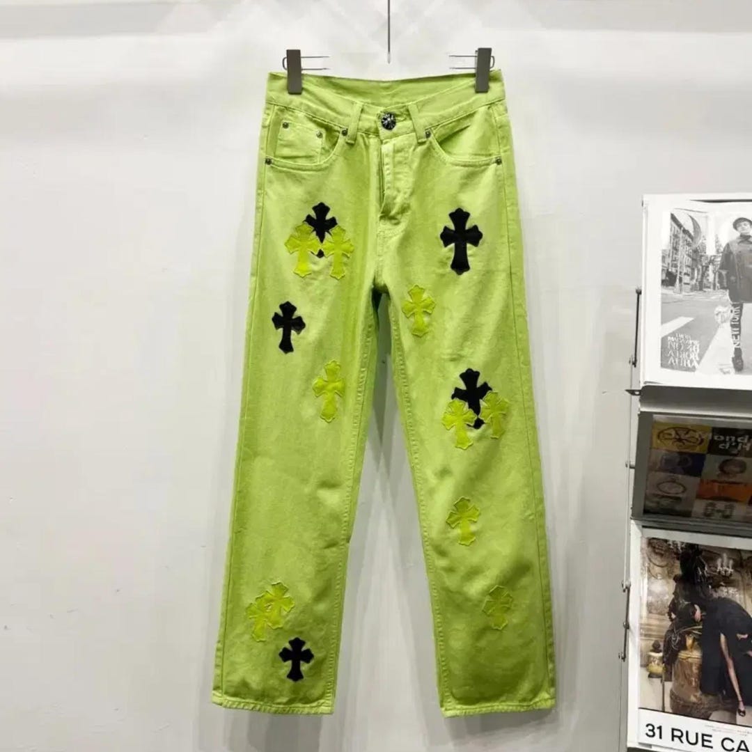 Slime Green & Black Cross Patch Jeans | Custom Levi’s Style Streetwear ...
