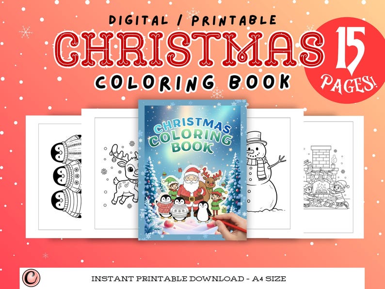 Printable Christmas Coloring Book for Kids – 20 Pages (santa, Reindeer ...