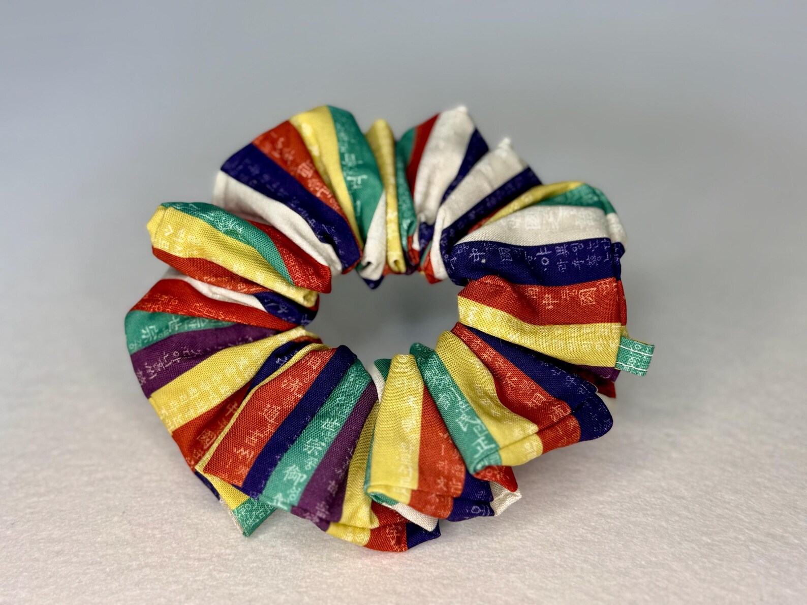 Korean Traditional Bojagi Fabric Scrunchie | Rainbow Hangul Pattern ...