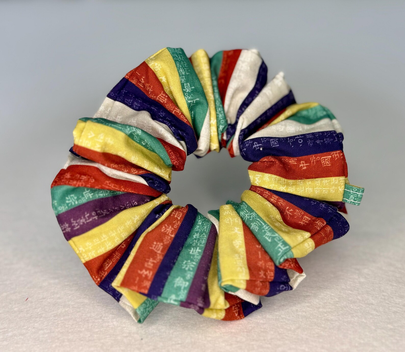 Korean Traditional Bojagi Fabric Scrunchie | Rainbow Hangul Pattern ...