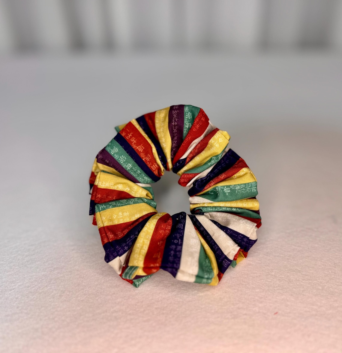 Korean Traditional Bojagi Fabric Scrunchie | Rainbow Hangul Pattern ...