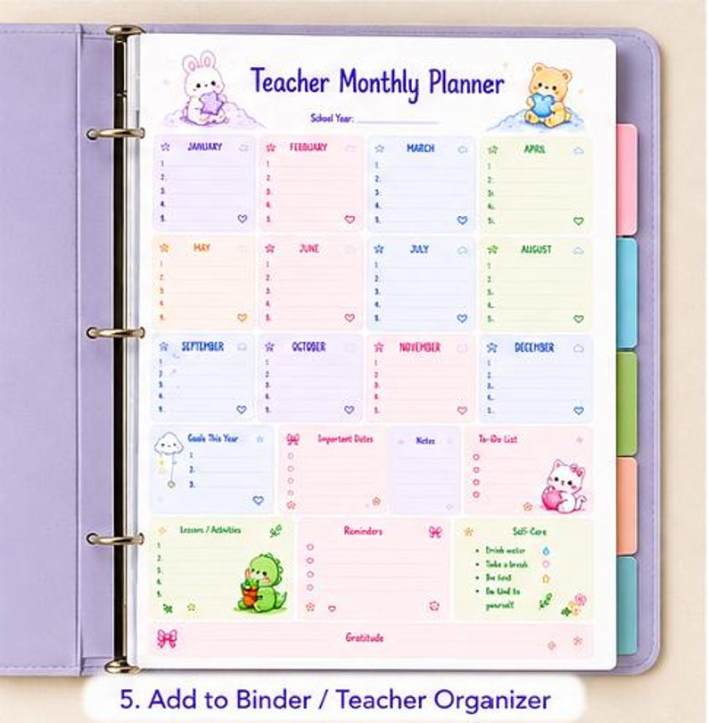 Teacher Monthly Planner PNG | Kawaii Digital Organizer (goodnotes Ipad ...