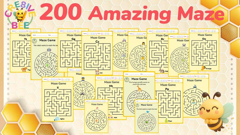 200 Kids Mazes: Preschool Activity, Circle & Square (printable) - Etsy