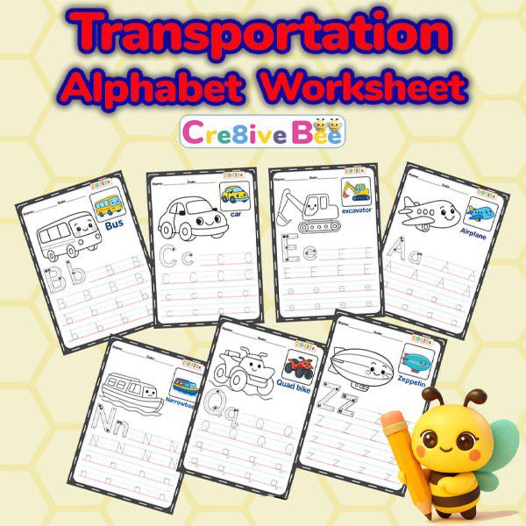 Transportation Alphabet Worksheet - Etsy