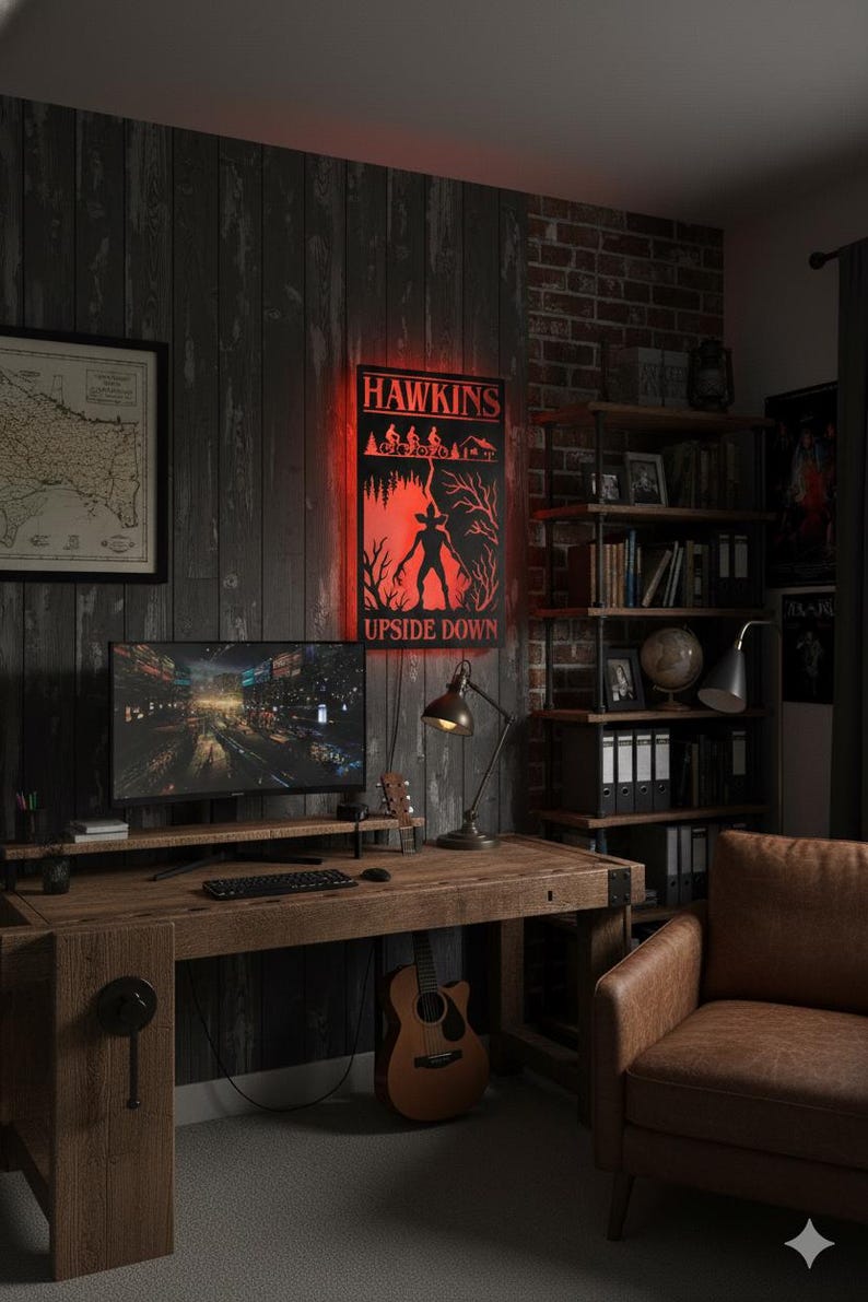 Stranger Things Hawkins LED Metal Wall Art | Backlit Sci-fi Sign ...