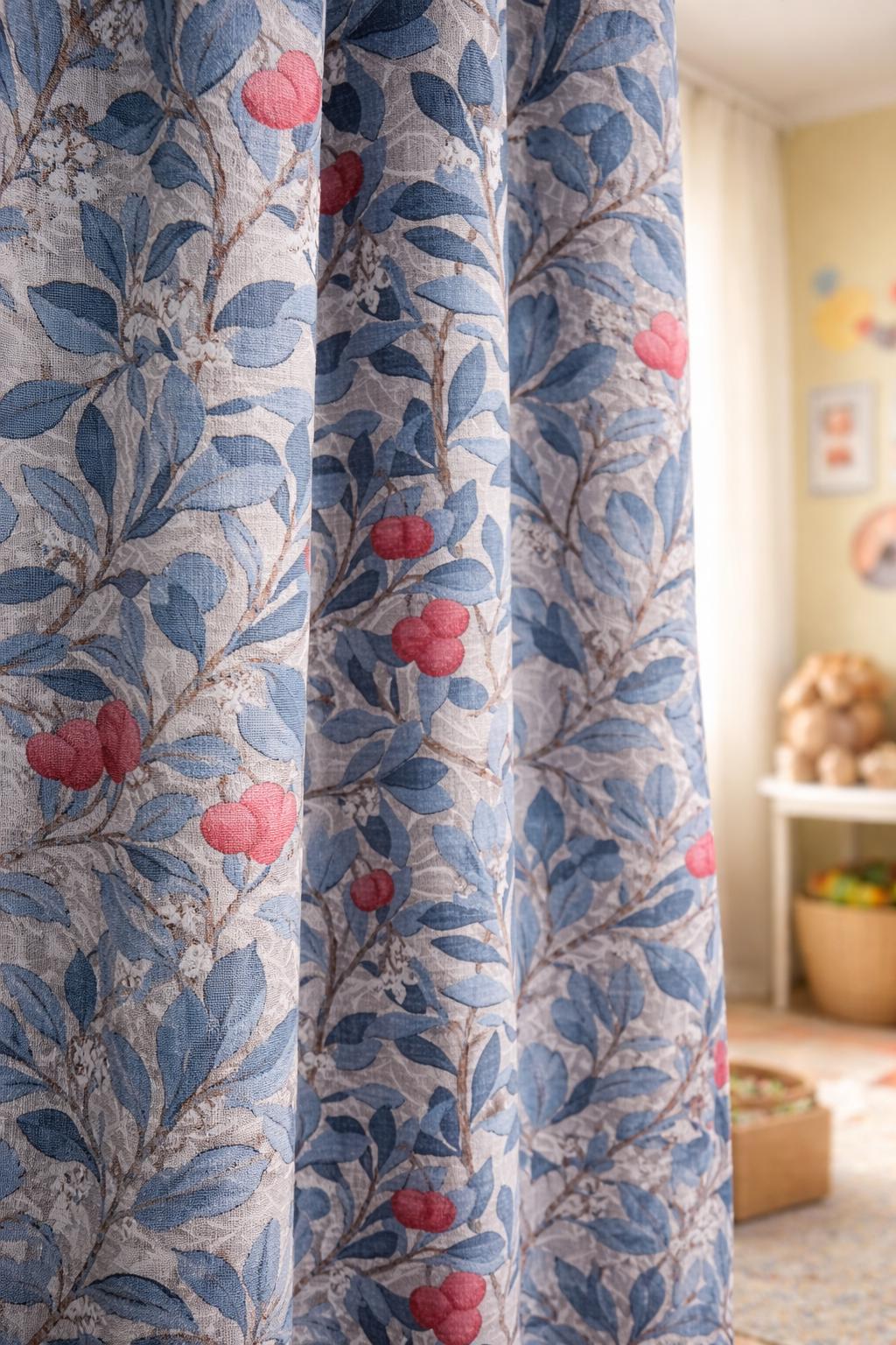 Hand Block Print Organic Cotton Curtains, Red Floral - Etsy