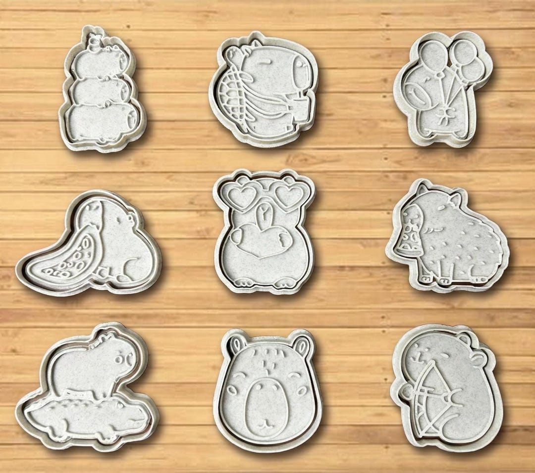 Capybara Cookie Cutters (set of 9) – Funny Animal Shapes for Dough ...