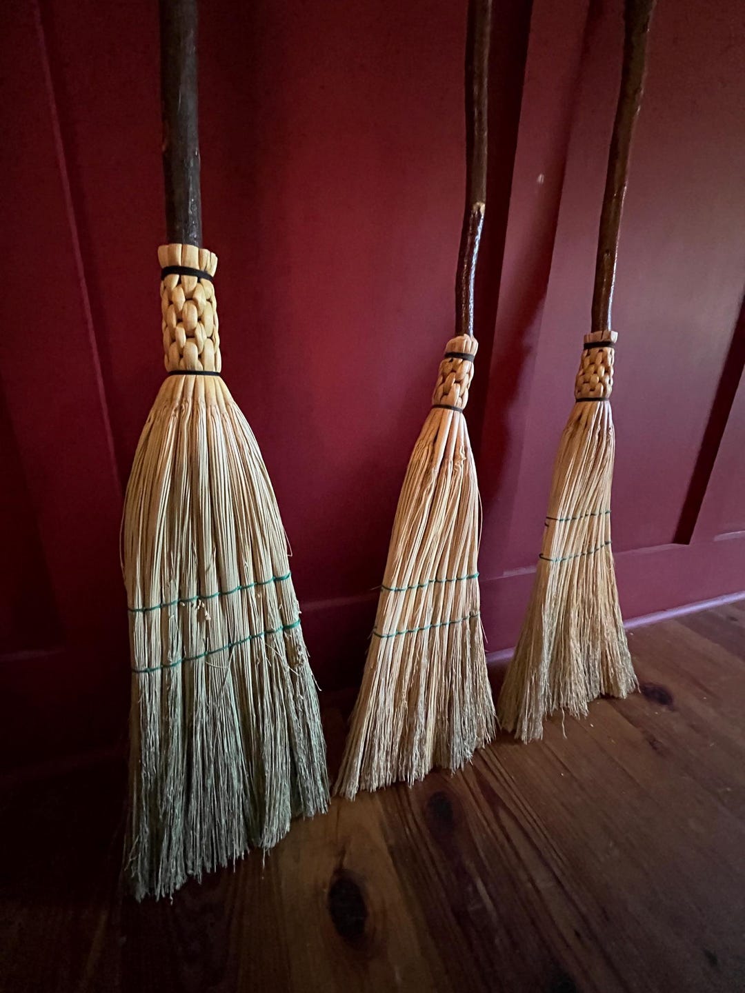 Plaited Broomcorn Broom on a Tree Branch Broomstick - Etsy