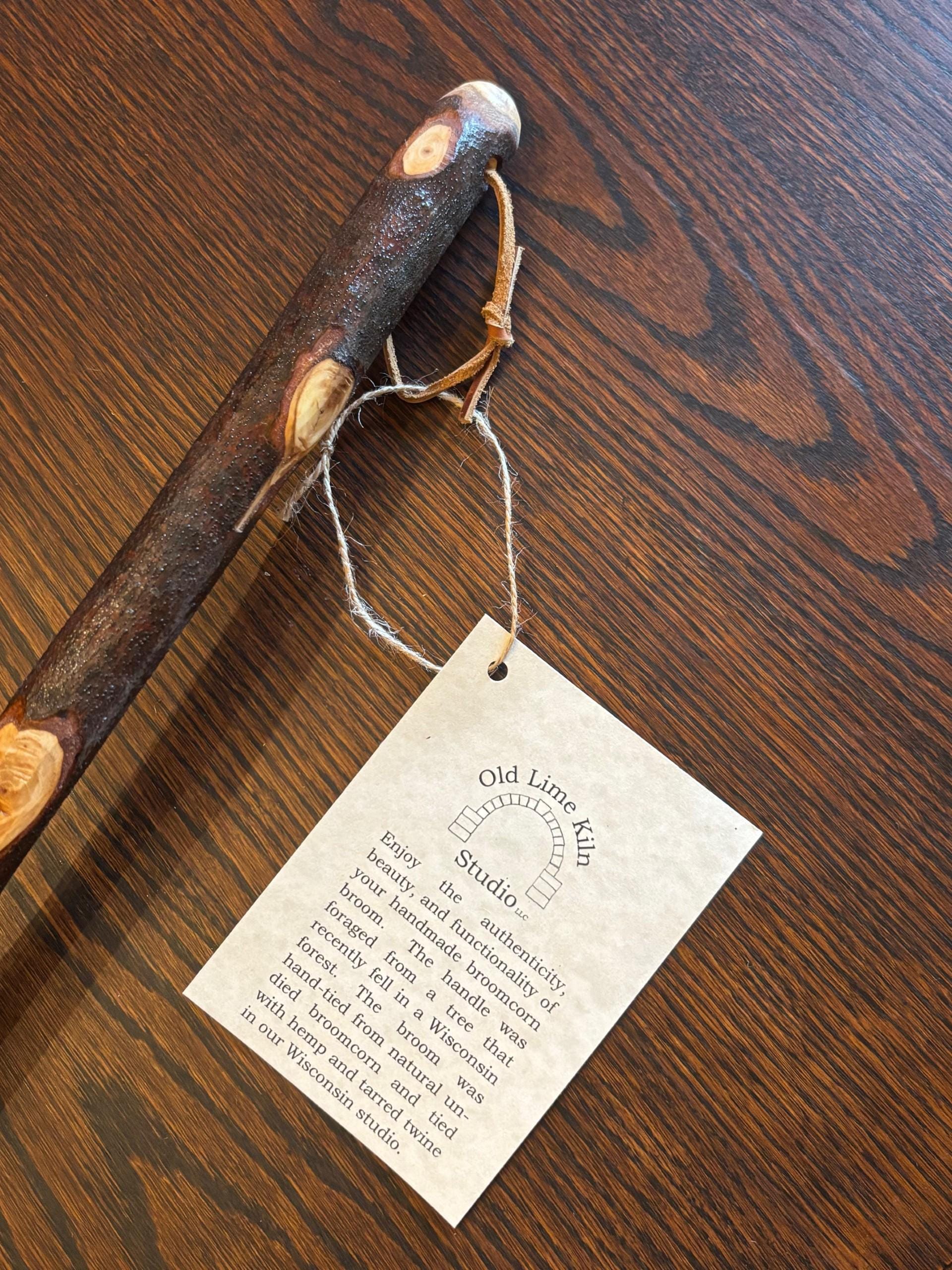 Plaited Broomcorn Broom on a Tree Branch Broomstick - Etsy