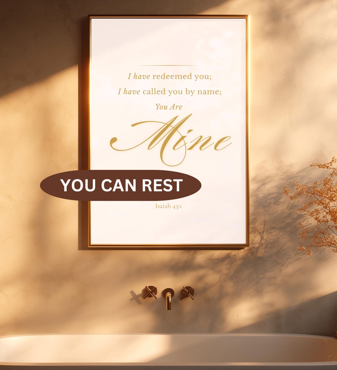 Christian Wall Art for Rest | Isaiah 43:1 You Are Mine | Bible Verse ...