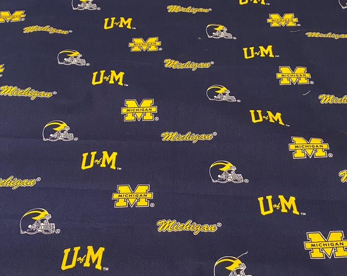University of Michigan Cotton Print Fabric 42" Wide - Etsy