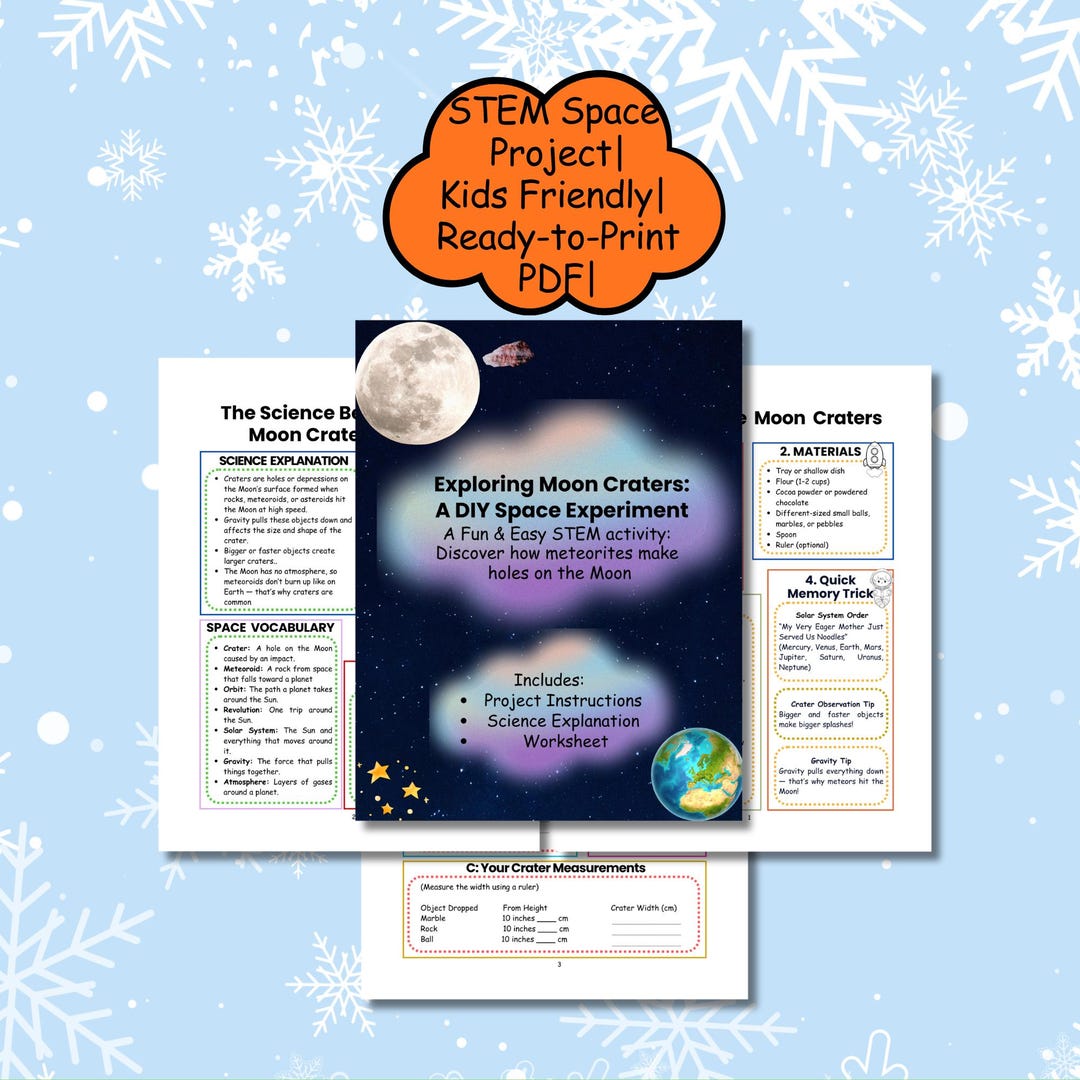 STEM Space Science Fair Project PDF | Moon Craters Experiment ...