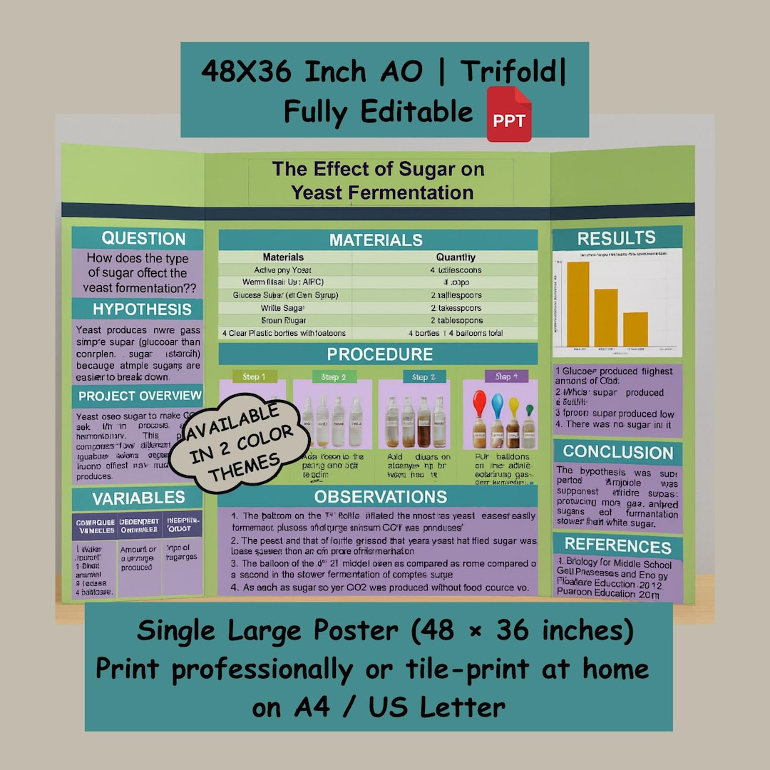 Ready to Print Science Fair Project & Template | STEM Trifold Display ...