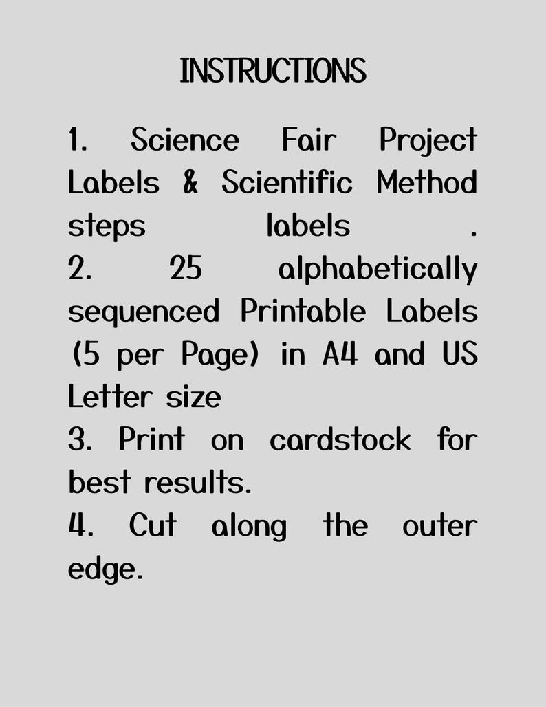 Science Fair Project Labels | Printable STEM Labels | Scientific Method ...