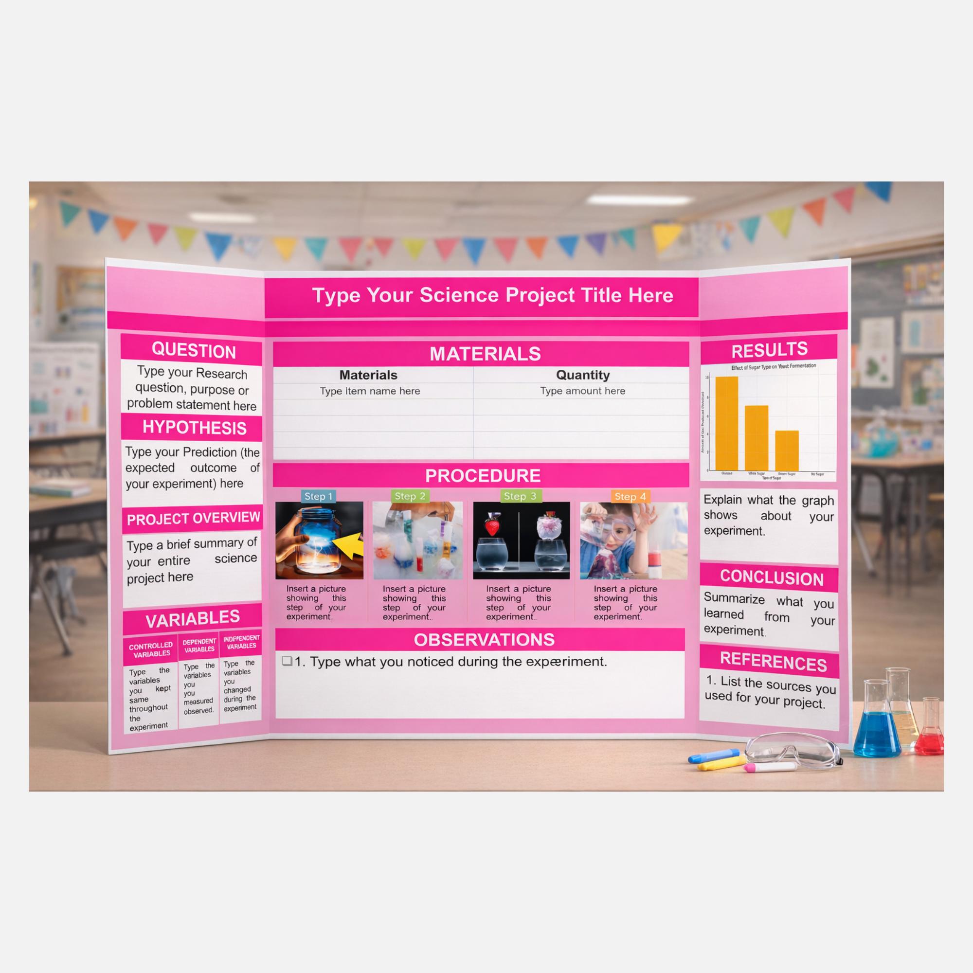 Editable 48x36 Science Fair Trifold Board Template | A0 Poster Project ...