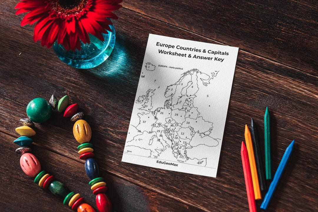 Europe Countries and Capitals Worksheet | Label the Map + Answer Key ...