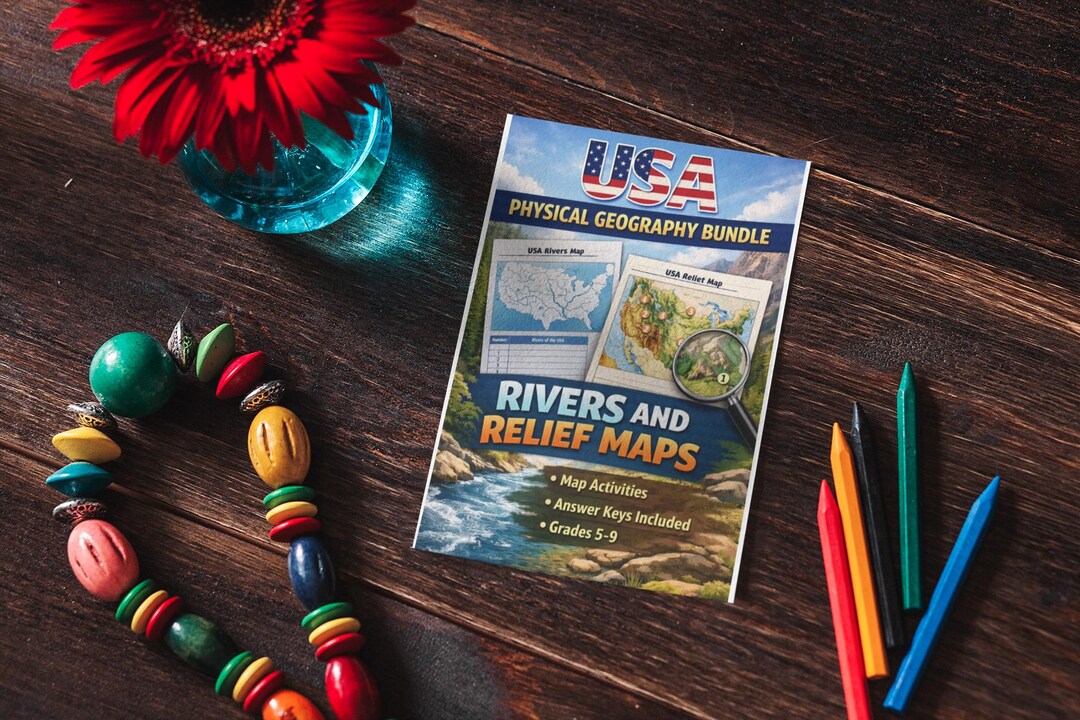 USA Physical Geography Bundle – Rivers and Relief Maps - Etsy