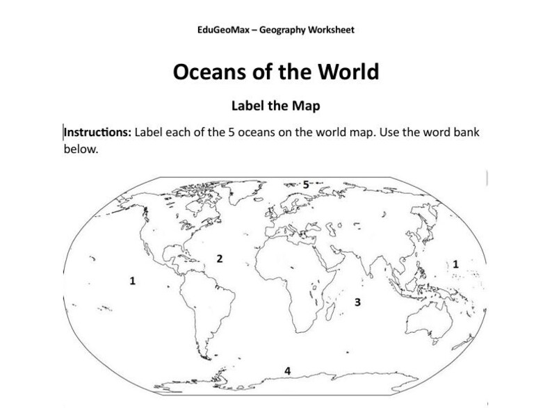 Continents of the World – Labeling Map Worksheet | Geography Activity ...