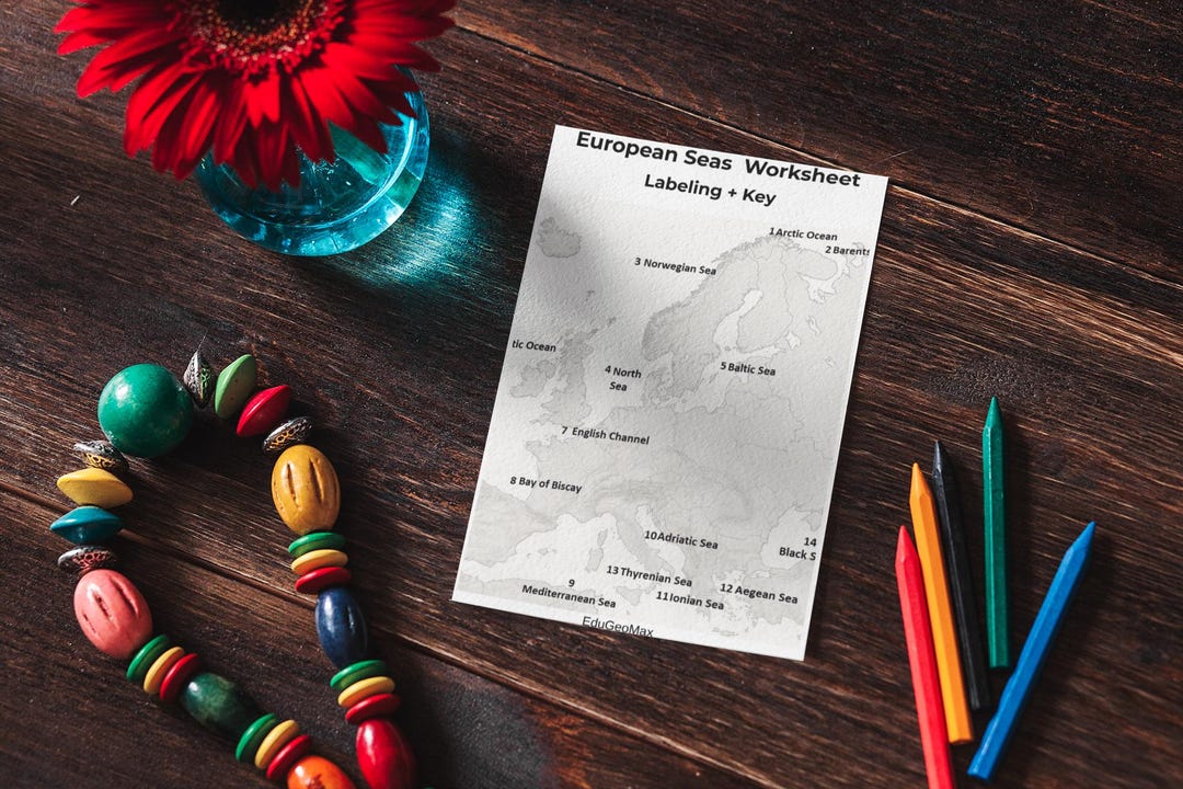 European Seas & Oceans Worksheet | Labeling Activity + Answer Key ...
