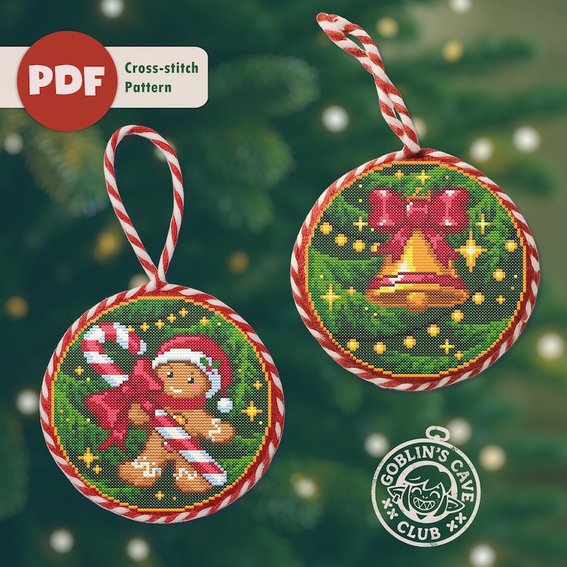 Christmas Cross Stitch Pattern • Gingerbread Man | Double-sided ...