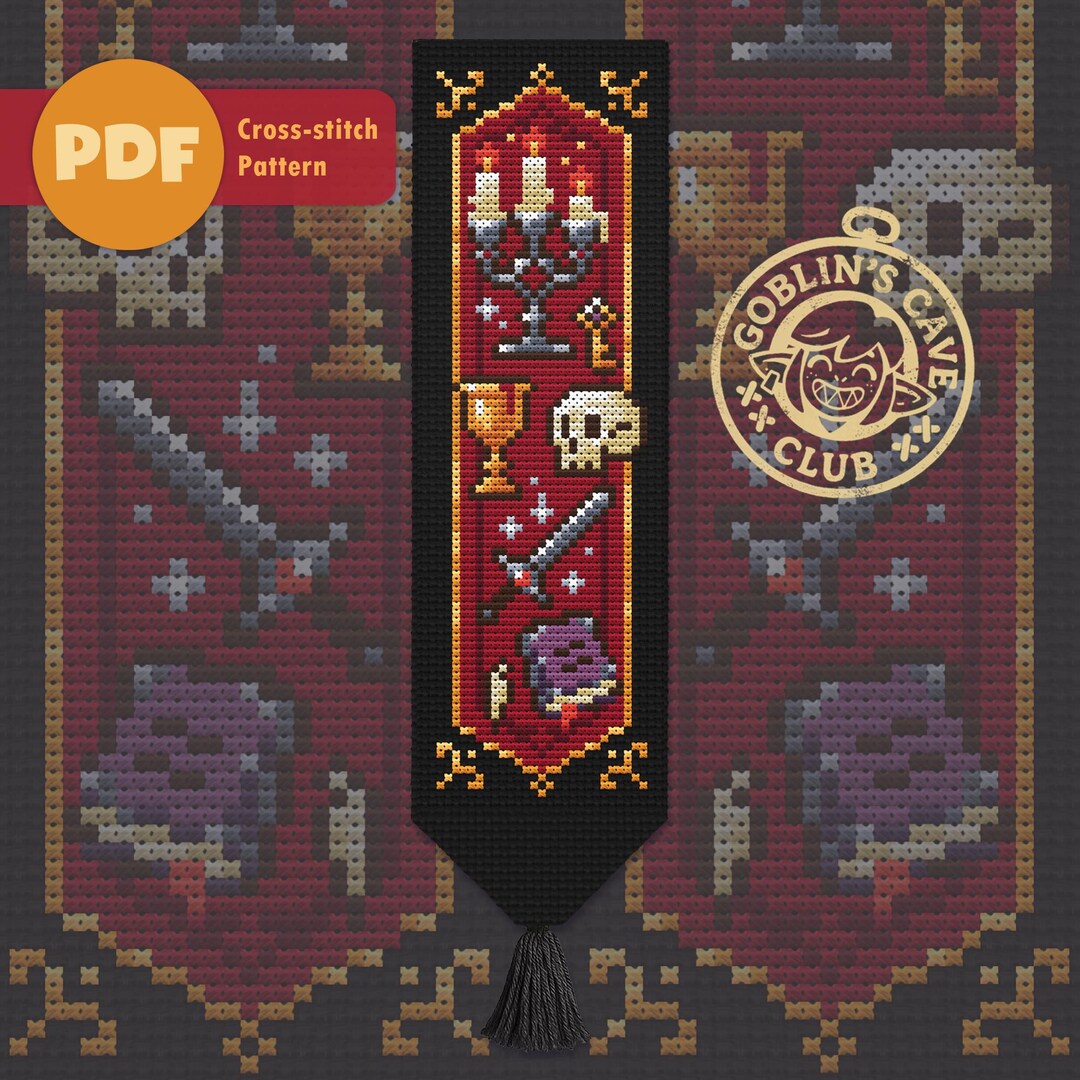 Vampire Study Bookmark Cross Stitch Pattern, Spooky Halloween ...