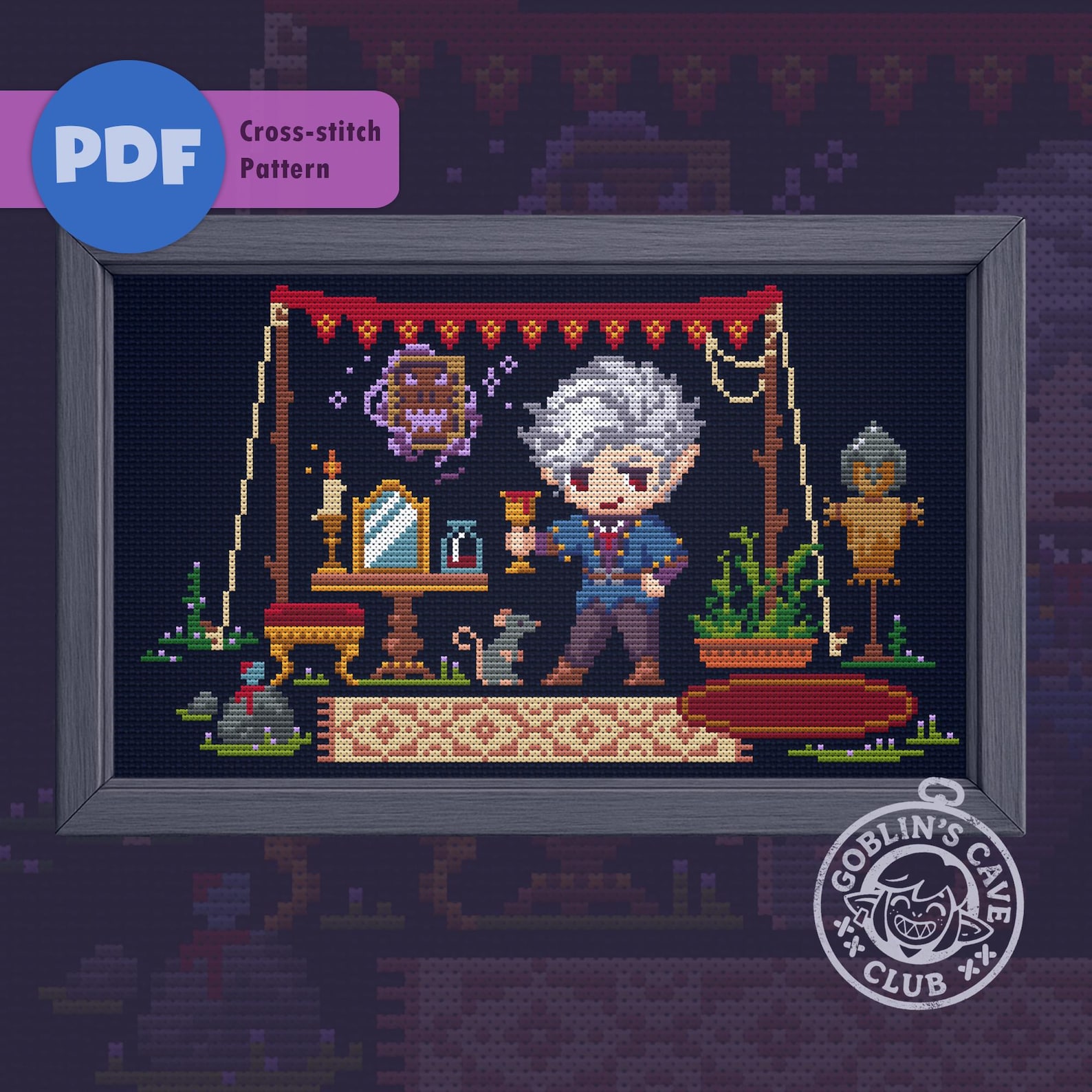 Astarion | Vampire Spawn Cross Stitch Pattern – RPG D&D Embroidery ...