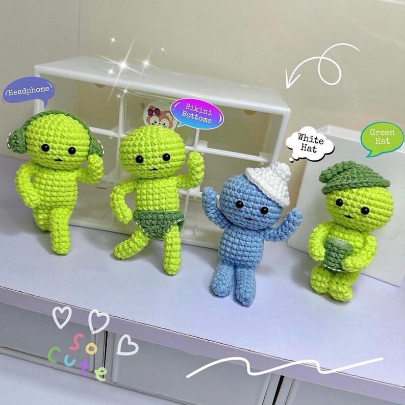 Handmade Crochet Smiski, Mini Crochet Multicolor Doll, Home Decor ...