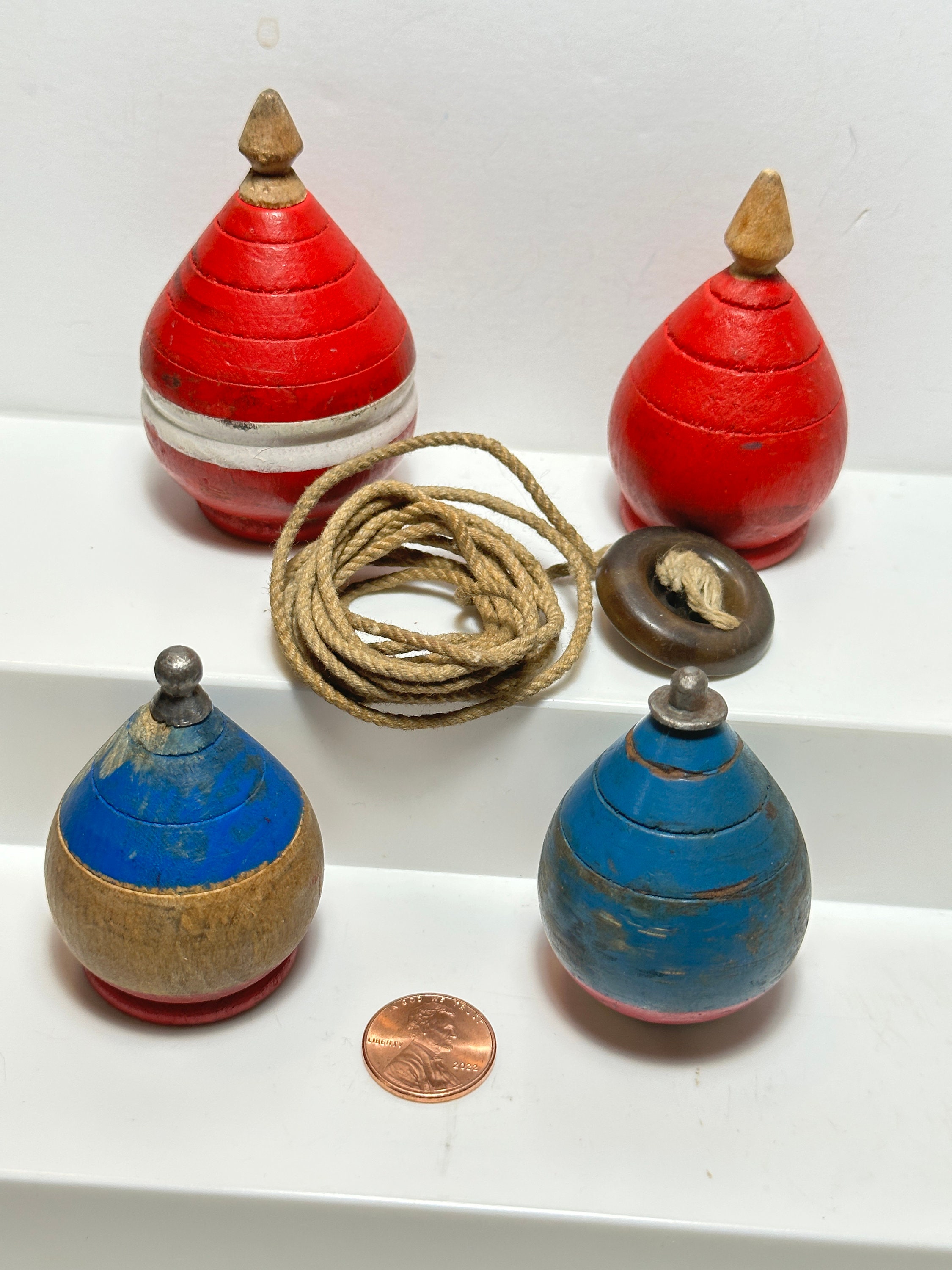 Antique Wooden Spinning Tops