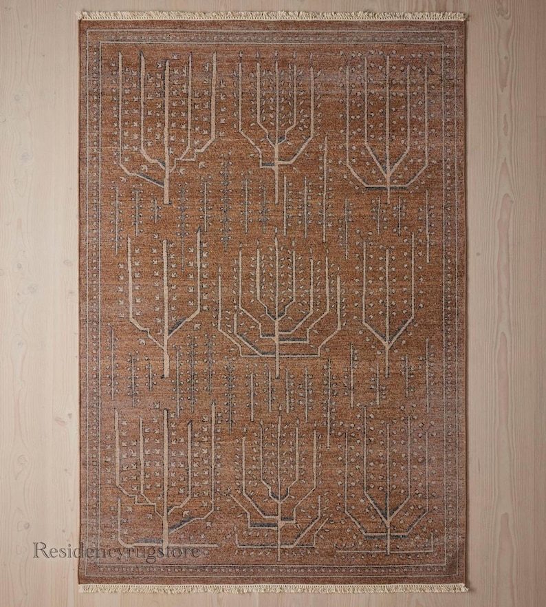 Hand Knotted Wool Area Rug: Tree of Life Oriental Design - Etsy