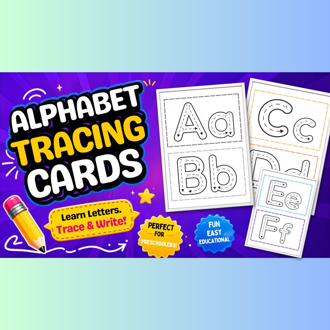 Alphabet Tracing Cards: Learn Letters, Trace, Write (preschool ...