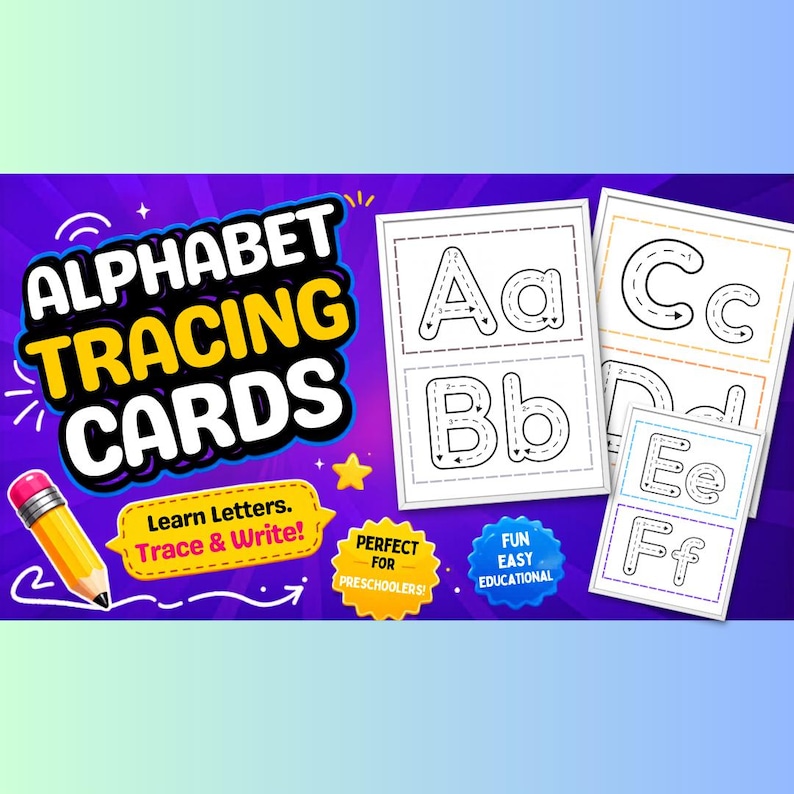 Alphabet Tracing Cards: Learn Letters, Trace, Write (preschool ...