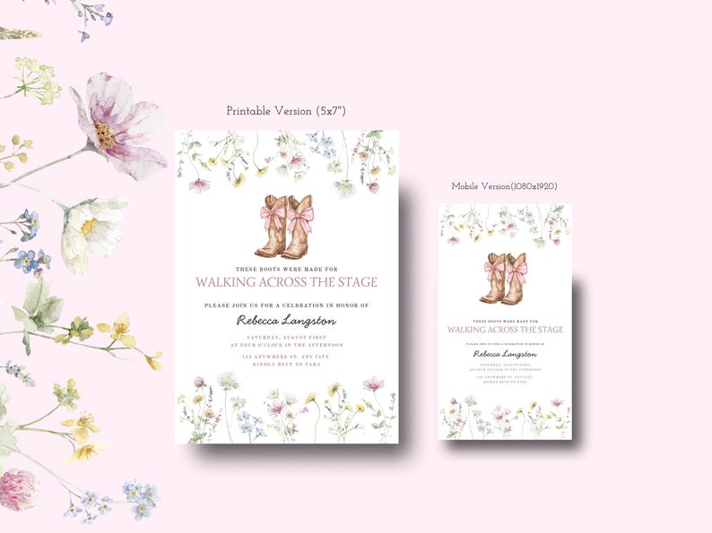 Western Graduation Invitation Template, Cowgirl Grad Party Invite ...