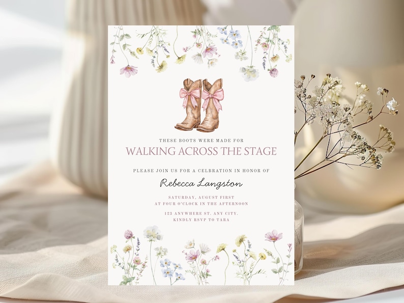 Western Graduation Invitation Template, Cowgirl Grad Party Invite ...