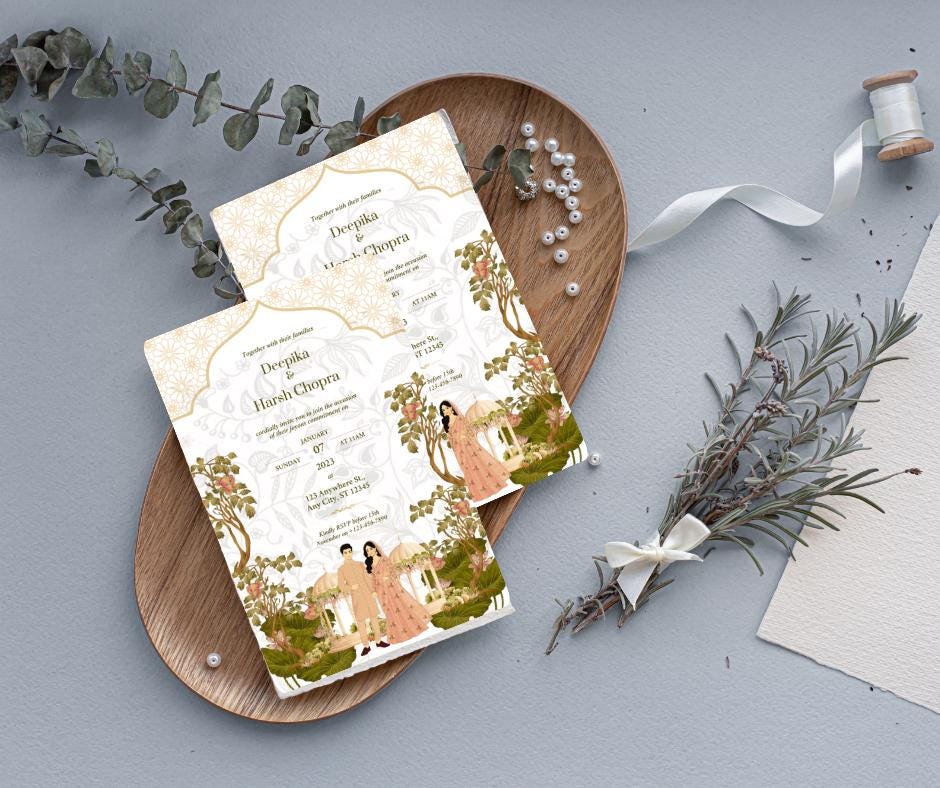 Elegant Indian Tradition Wedding Card, Minimalist Canva Editable ...