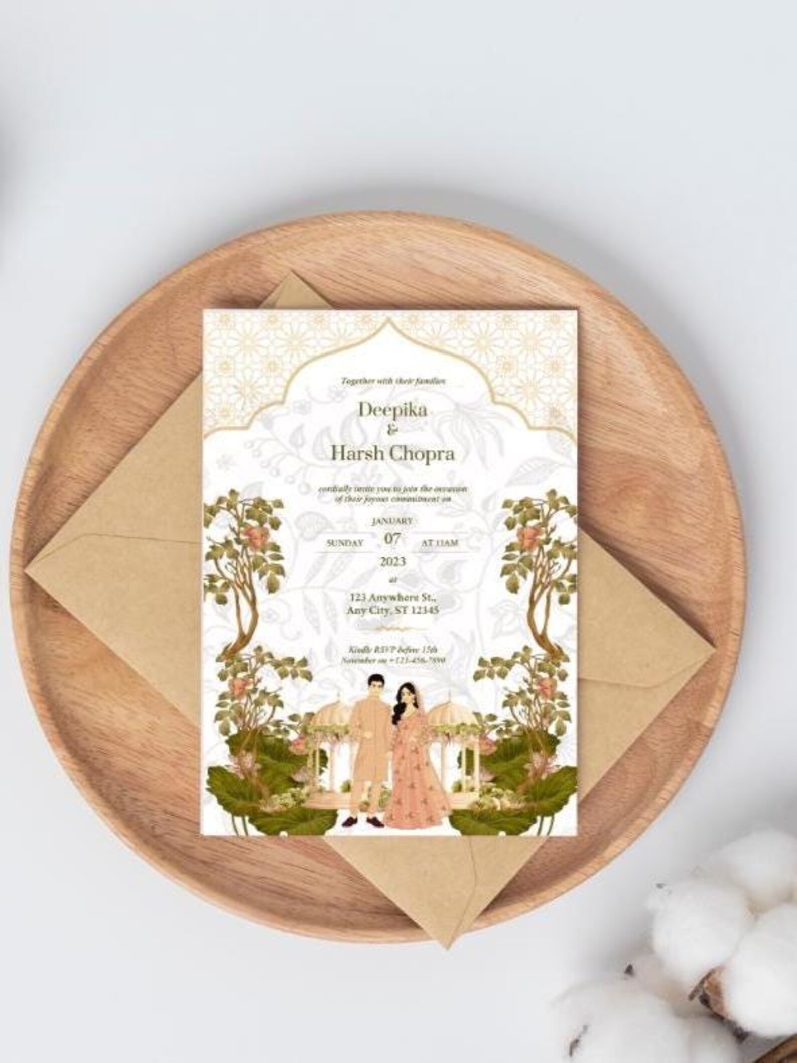 Elegant Indian Tradition Wedding Card, Minimalist Canva Editable ...