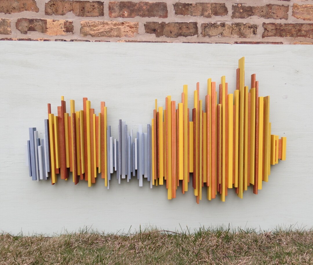 Colorful Abstract Wood Sound Wave Music Wall Art, Soundwave, Colorful ...